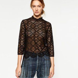 Zara | Tops | Zara Fringe Lace Top | Poshmark